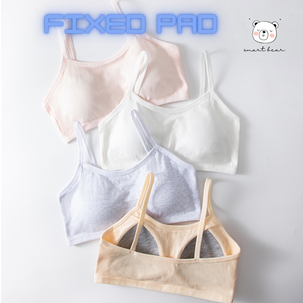 ⭐MY SMART BEAR⭐Teenage Girl Cotton Training Bra Student Bra Fixed Pad ...