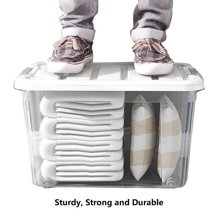 【Woody】Clear Transparent Storage Box Kotak Simpanan Roda Storage Box ...
