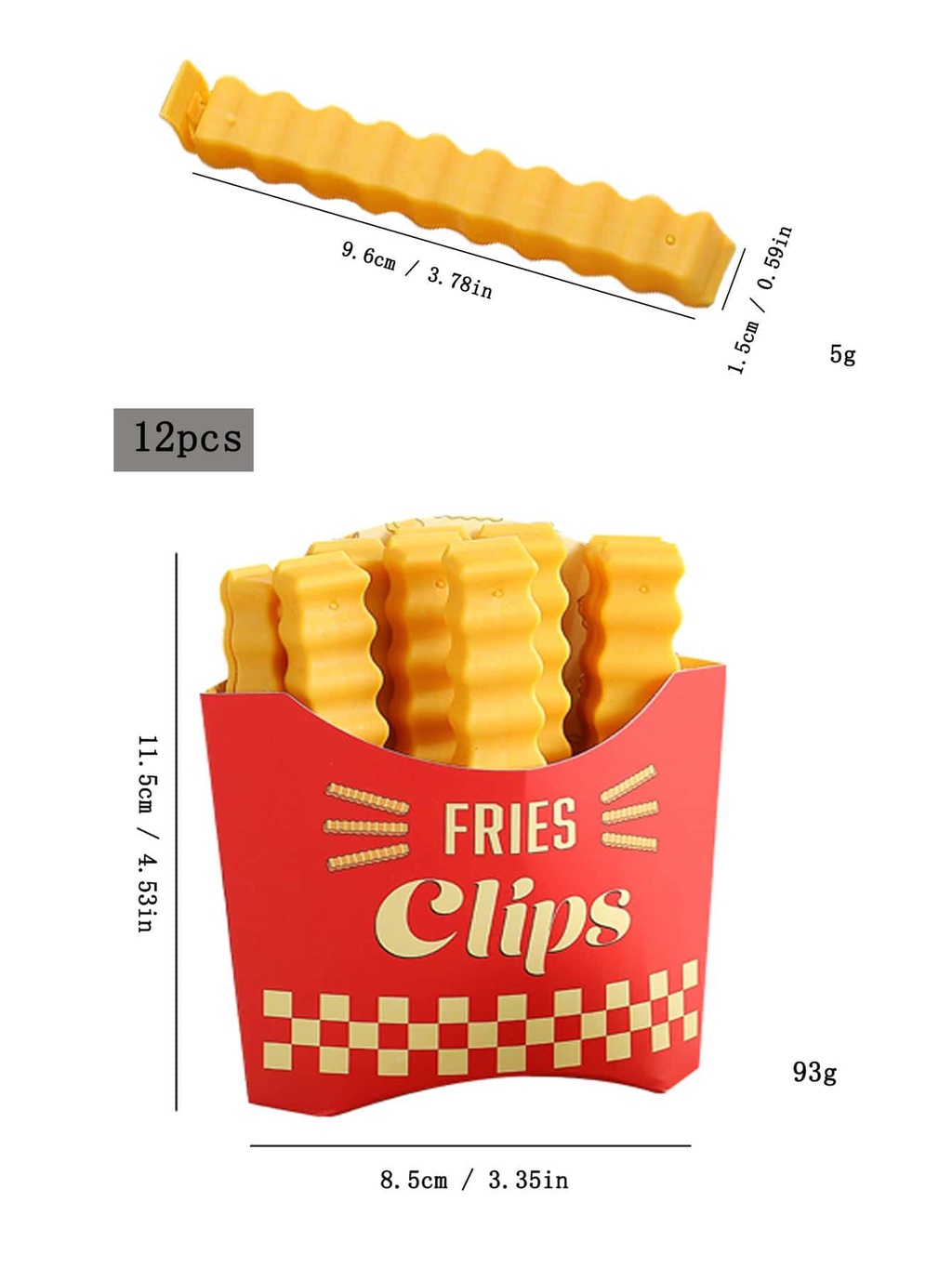 12 Pcs Food Bag Storage Clip Creative French Fries Sealing Clip ...