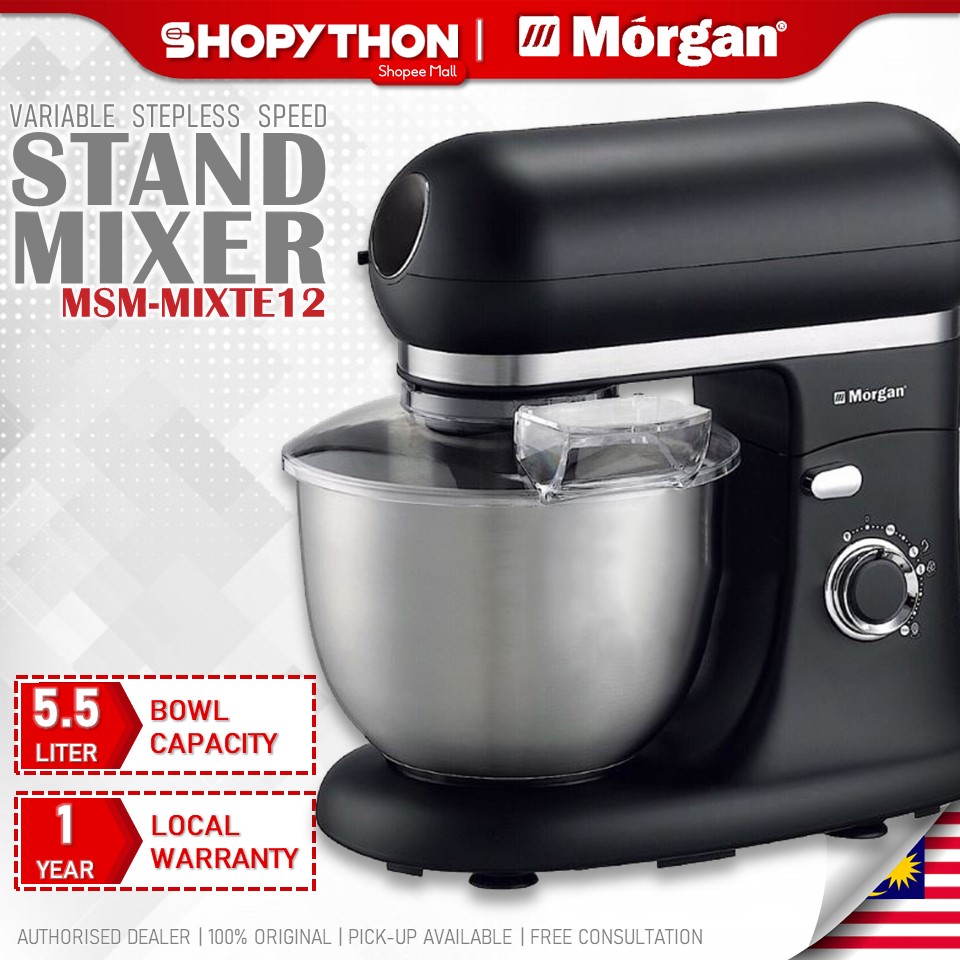 MORGAN Stand Mixer MSM-MIXTE 12 (5.5L/1200W) Variable Stepless Speed ...