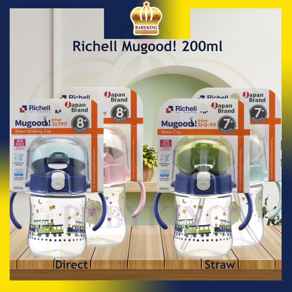 Original Richell MUGOOD Straw Cup 200ml | Richell MUGOOD Direct Drinking Cup | Baby Mug | Shopee ...