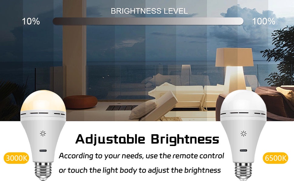 USB Rechargeable 7W bulb + Remote control E27 Bulb Bulbs Touch Control ...