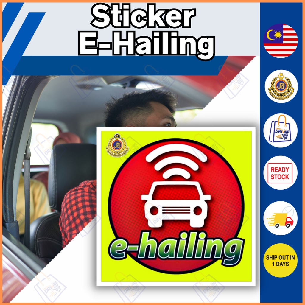 Sticker E-hailing Car Sticker JPJ Size Stiker E-hailing PSV ...