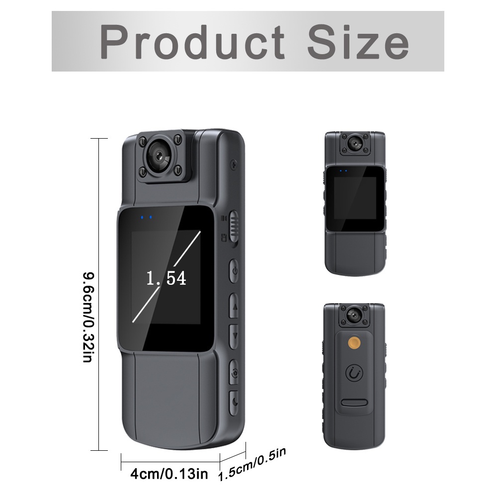 Mini Camera With 2K HD IPS Screen,180°Rotatable Len And Back Clip Full ...