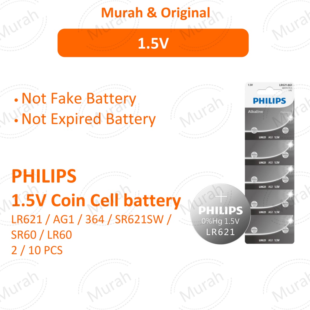[Authorised Reseller] PHILIPS LR621 AG1 364 LR60 SG1 SR621SW SR60 ...