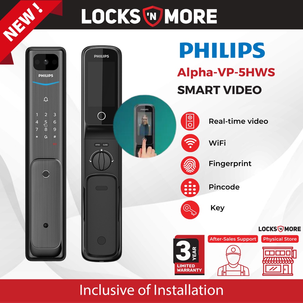 Philips Alpha-VP-5HWS Smart Video Door Lock | Shopee Malaysia