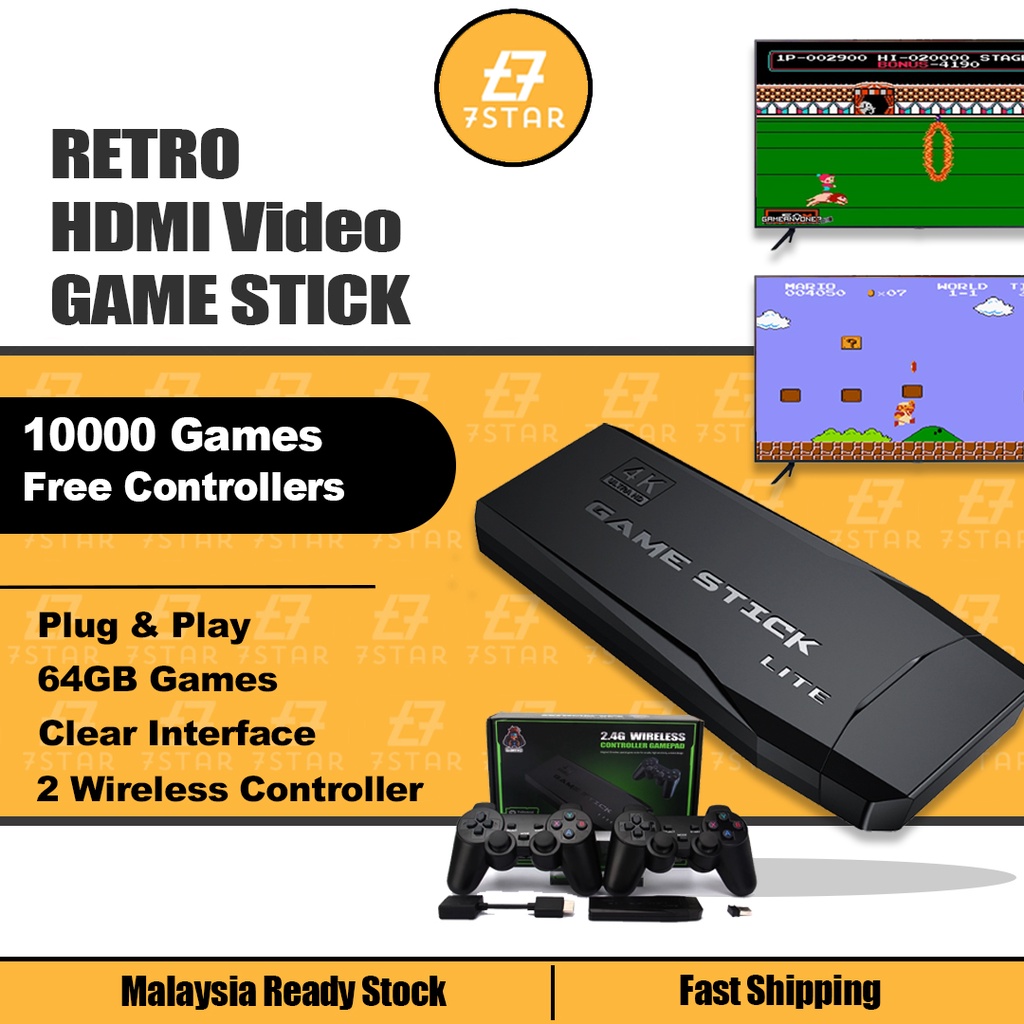 7star M8 Controller Game 4K HDMI GAME STICK TV 64GB 10000 Video Game ...