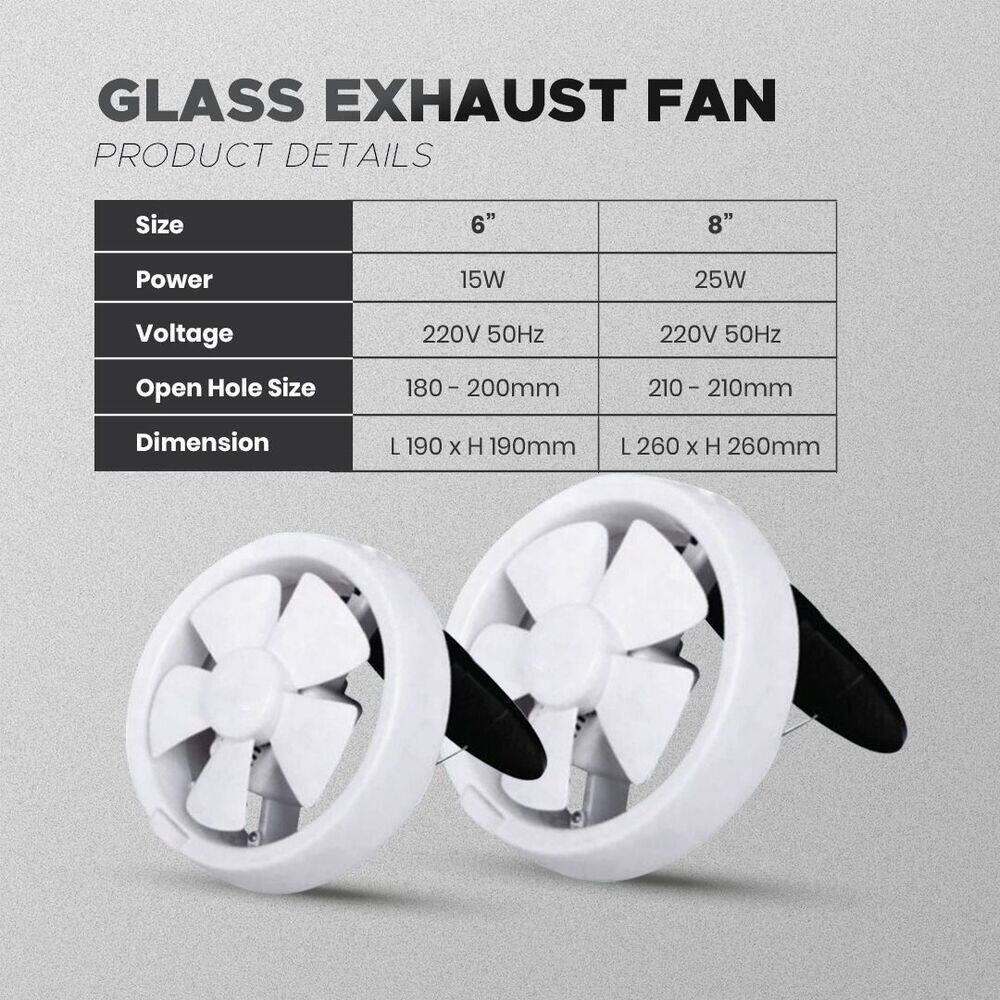 6"/8" GLASS TYPE VENTILATION EXHAUST FAN FOR GLASS/WINDOW | Shopee Malaysia