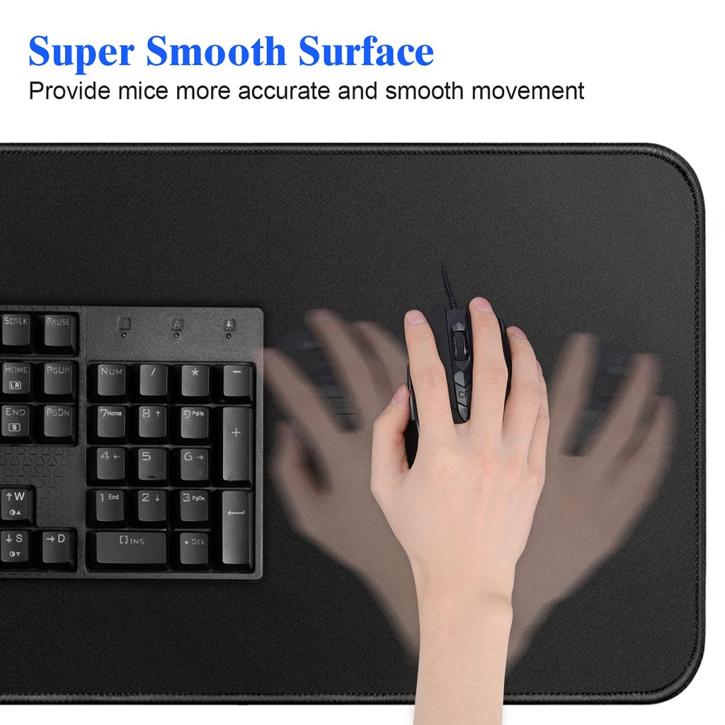 90x40cm Plain Black Large Gaming Mouse Pad Big Gamer Mousepad Keyboard ...