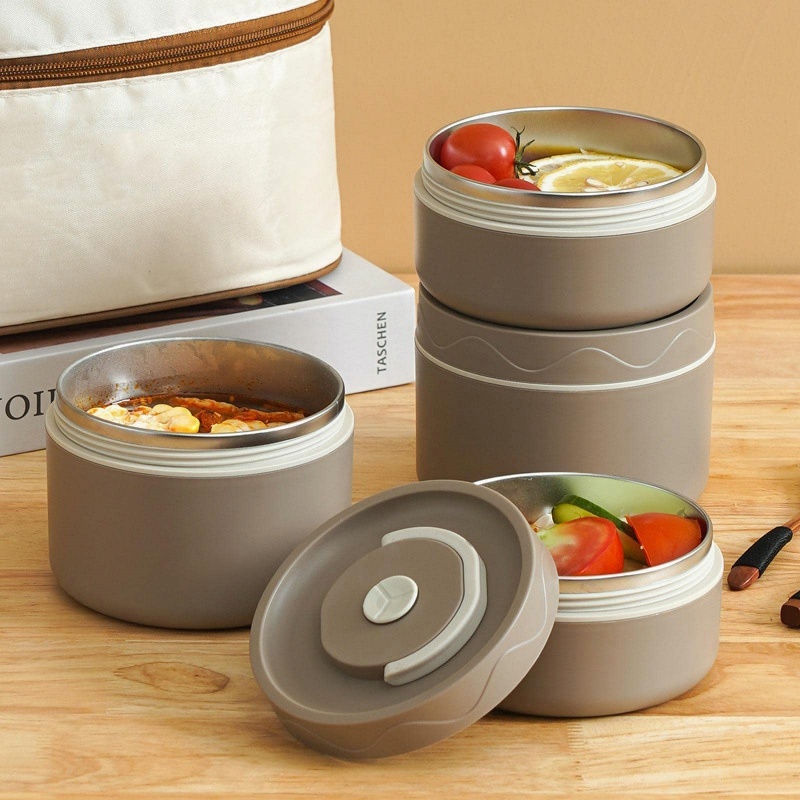 COLOGO 🥇 Microwavable 304 Stainless Steel Lunch Box Round Insulated ...
