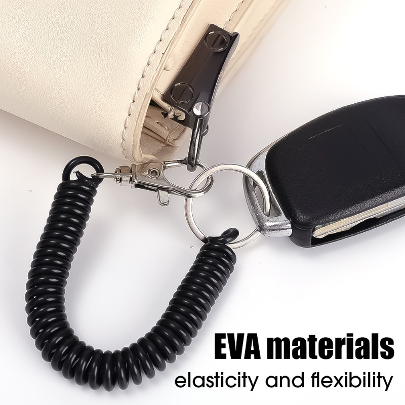 For Keys Wallet Car Key Clasp Hook Spiral Retractable Spring Mobile ...