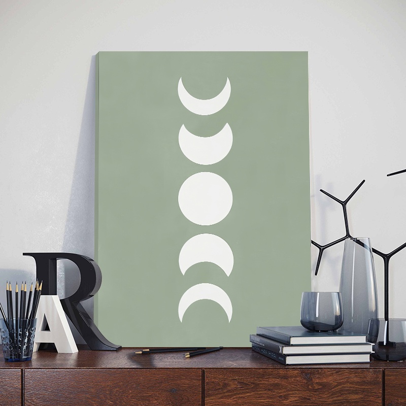 (With Frame)Bohemian Poster Green Leaf Canvas Painting Abstract Wall ...