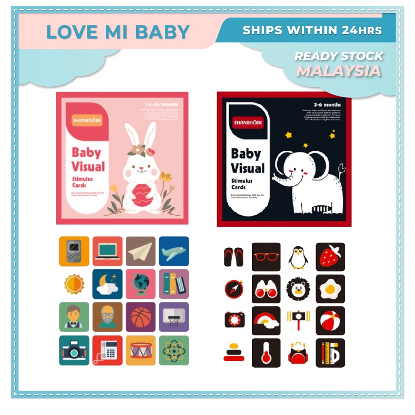 Montessori Baby Visual Stimulation Flash Card Sensory Early Learning ...