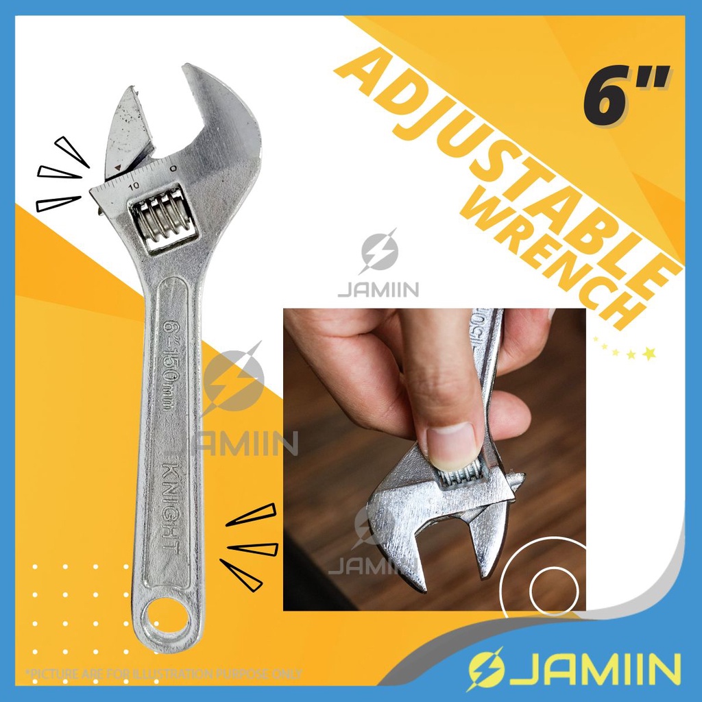 KNIGHT 6" Adjustable Spanner Wrench Spana Hidup With Scale Heavy Duty ...