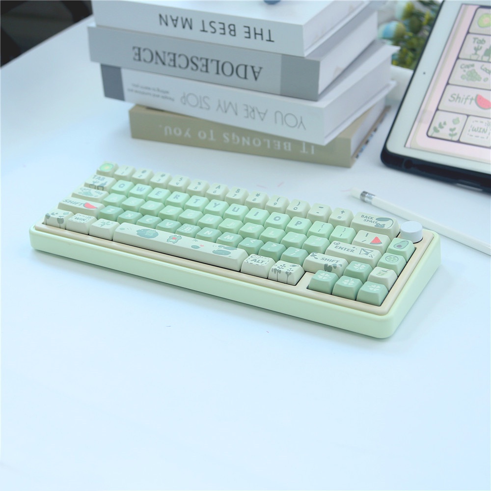 148 66 Keys MDA PBT keycaps small frog theme ball caps PBT milk green ...