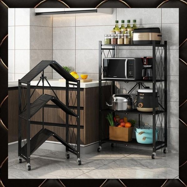 5 Tier Foldable Storage Rack With Wheel For Kitchen Organizer Rack ...