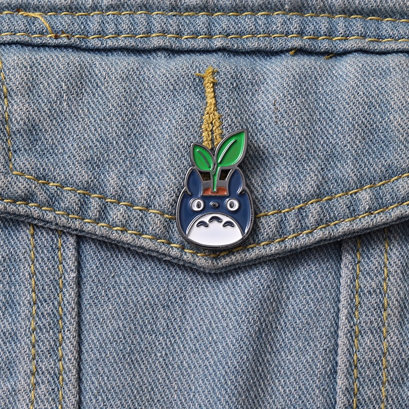 Cute Totoro Enamel Pin Cartoon Totoro Plant Brooch Badge Anime Jewelry ...