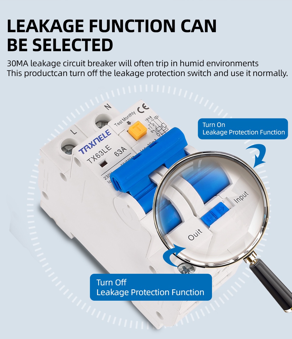 RCBO 230V 2P Residual Current Circuit Breaker MCB Overload Short ...
