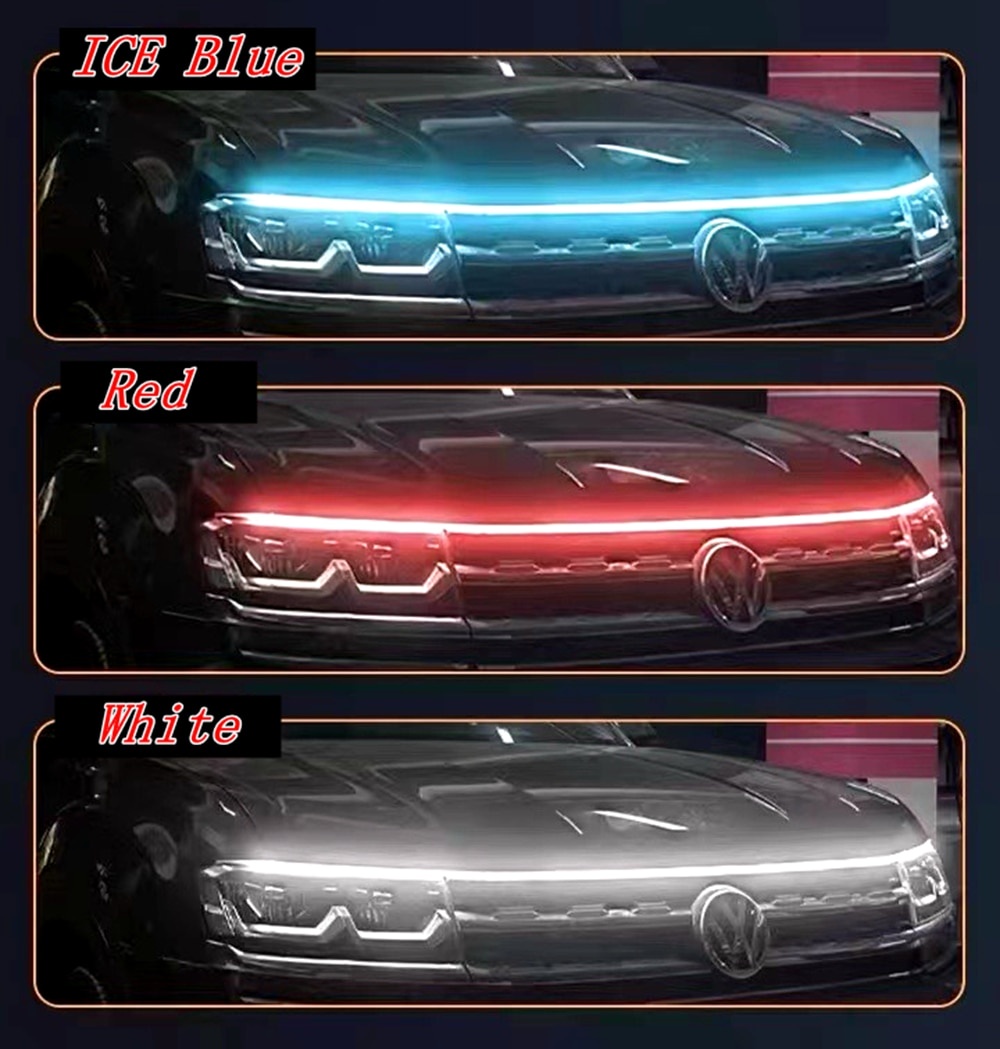 1pc LED Scan Starting Car Hood Decorative Lamp Universal Car Daytime ...