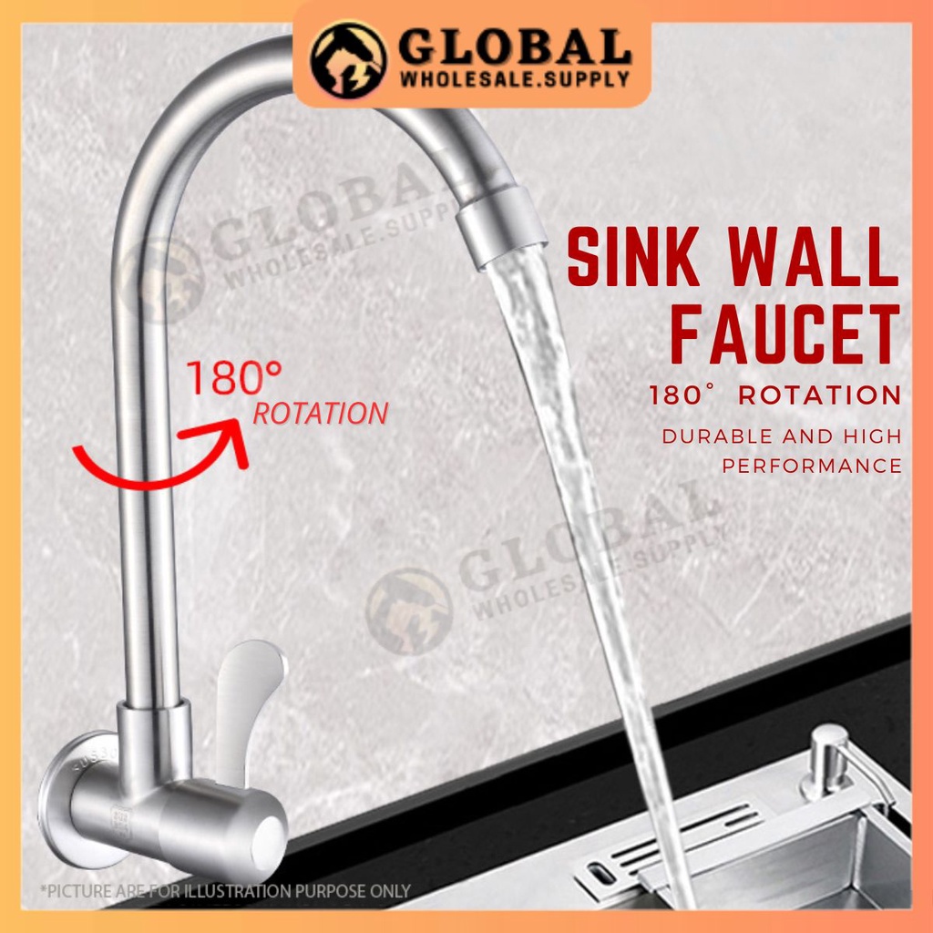 JWW 502 Wall Type Water Tap Rotatable Sink Water Tap Flexible Head Wall ...