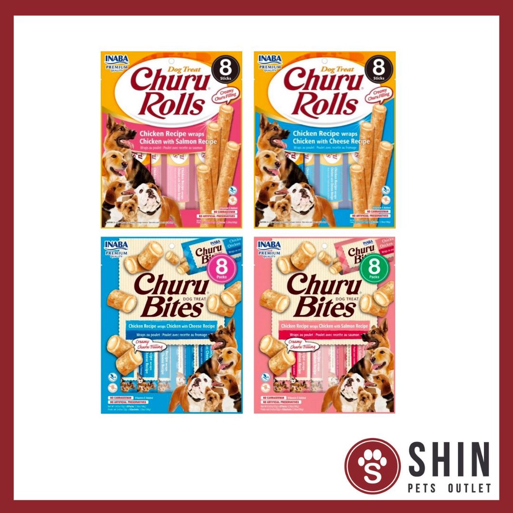 INABA Churu Bites/Churu Rolls Dog Treats 96g-(Chicken/Chicken Cheese ...