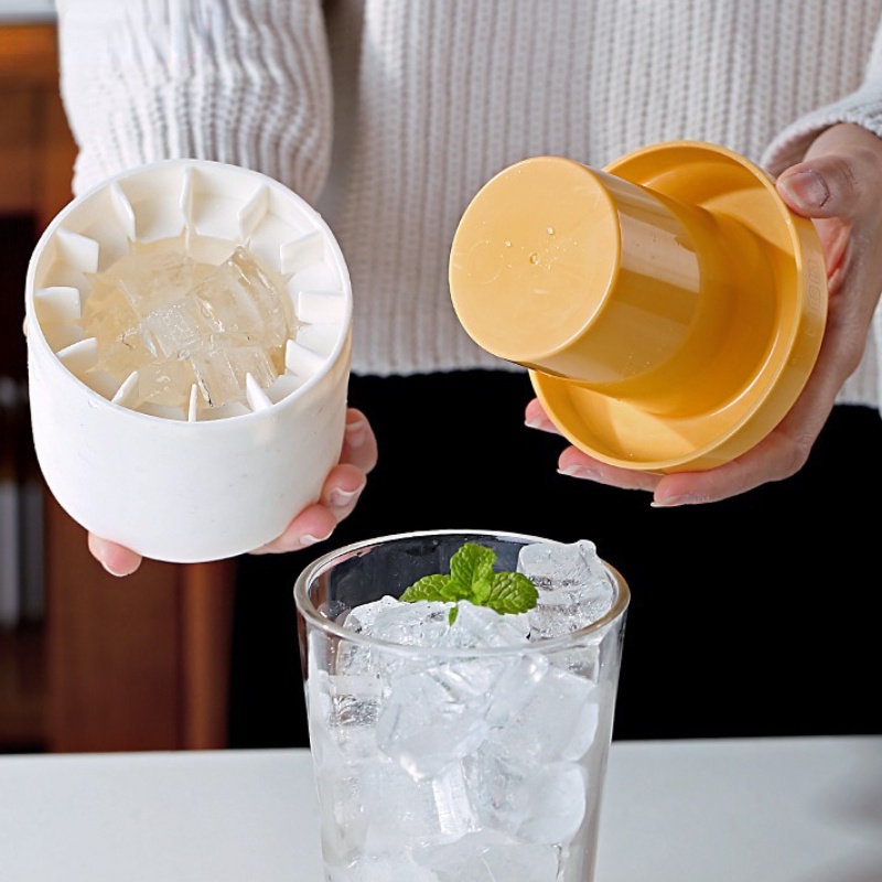 Cylinder Silicone Ice Bucket Cup Mold Ice Cube Tray with Lid Quick ...