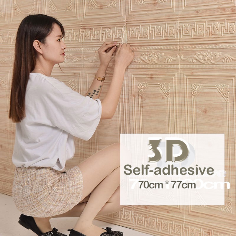 Foam 3D Wall Paper Dinding 90 x 70cm European Style wall decoration ...
