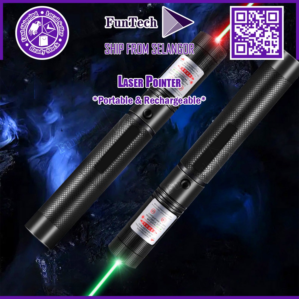 FunTech Red Green Light Laser Pointer Beam 303 Rechargeable Wireless ...