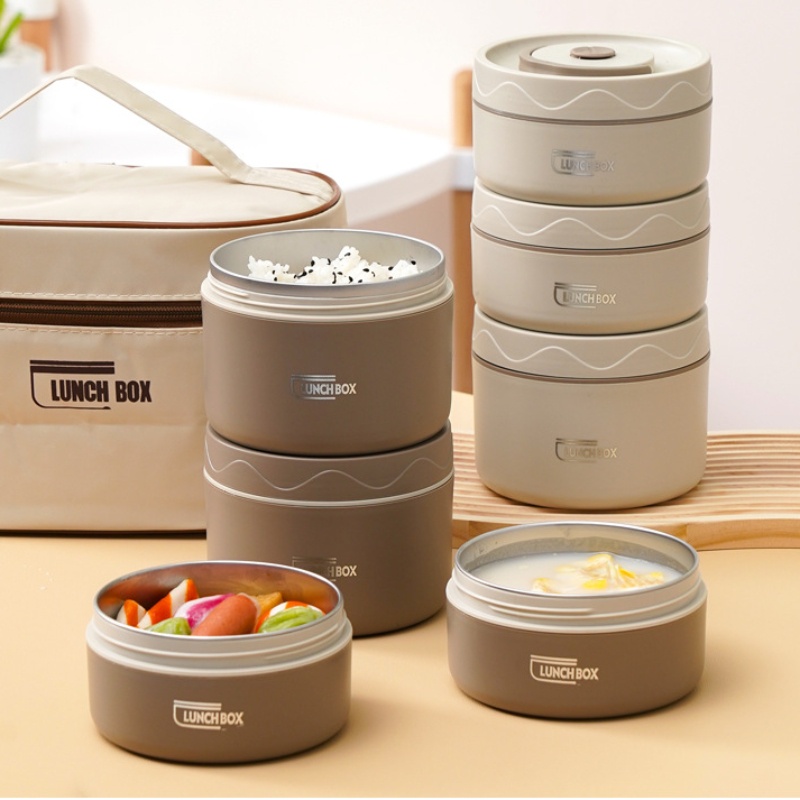 COLOGO 🥇 Microwavable 304 Stainless Steel Lunch Box Round Insulated ...