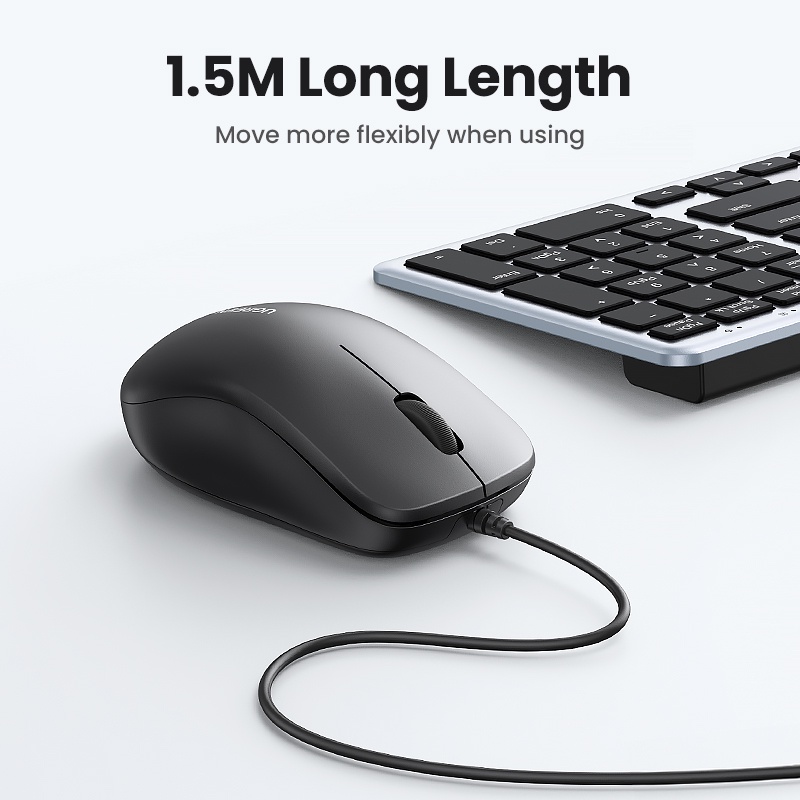 UGREEN USB Wired Mouse Ergonomic USB-A 3 Buttons 1200 DPI Optical Mice ...