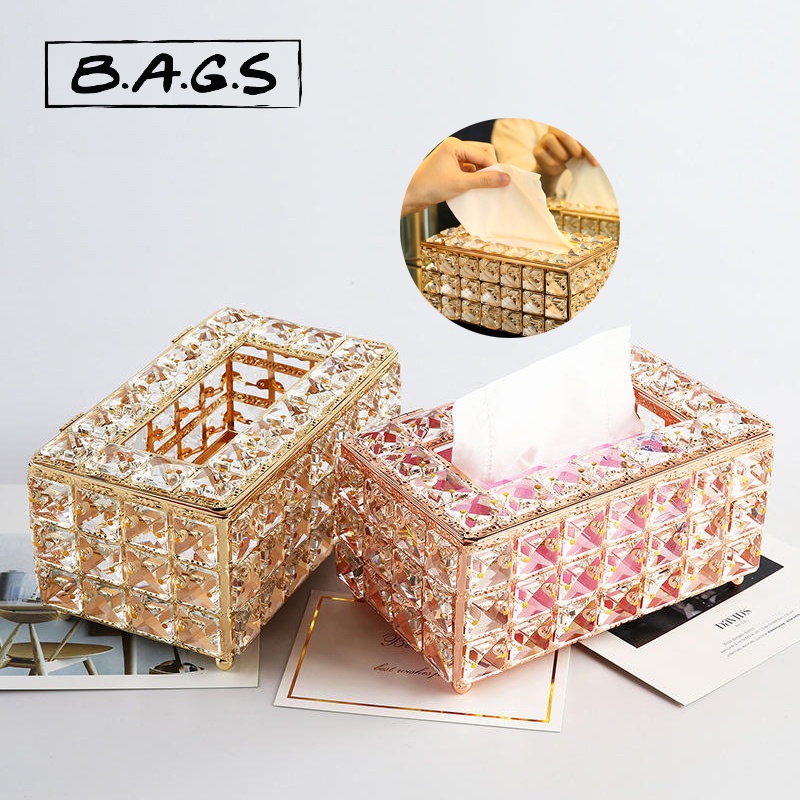 THEBAGS Modern Style Luxury Crystal Tissue Box Paper Towel Crystal ...