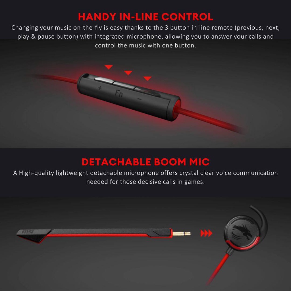 MSI IMMERSE GH10 IN-EAR Gaming Headset | Shopee Malaysia