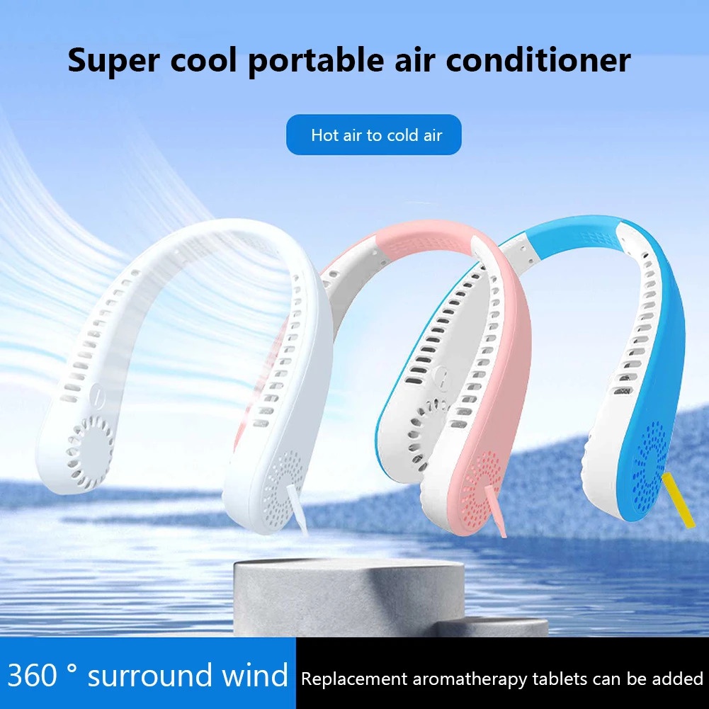 NioTech Portable Hanging Neck Fan USB Rechargeable Air Cooler Bladeless ...