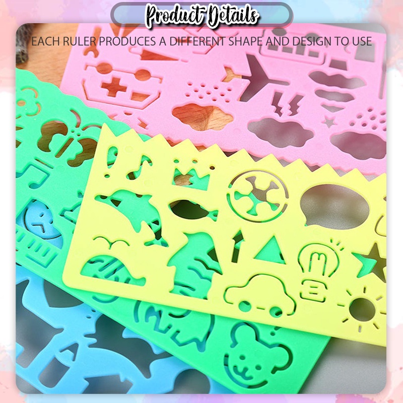 [Happy Kids] 4PCS Creative Painting Drawing Template Rulers Art ...