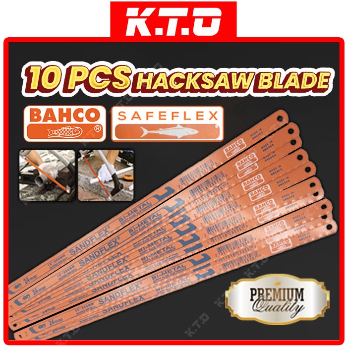 12 INCH 10PCS Original Bahco 24TPI Safety Sandflex Bl-Metal Hack Saw ...