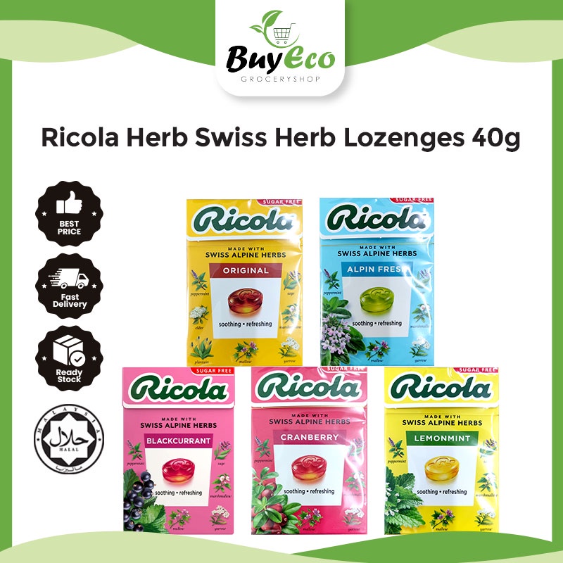 Ricola Herb Swiss Herb Lozenges 40g Sore Throat Lozenges Fisherman Candy Gula Sakit Tekak ...