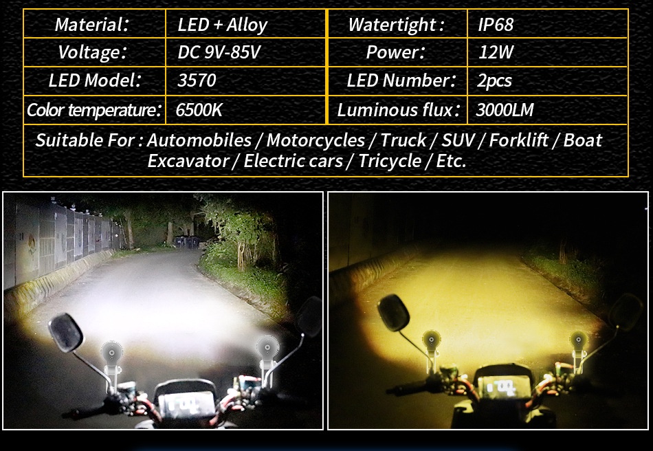 2PCS Motorcycle Headlight High/Low Light Switching LED Bulb H6 BA20D H4 ...