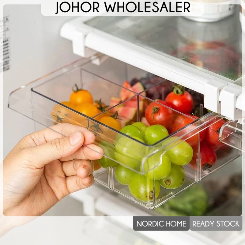 【NordicHome】Transparent Refrigerator Organizer Storage Box Compartment ...