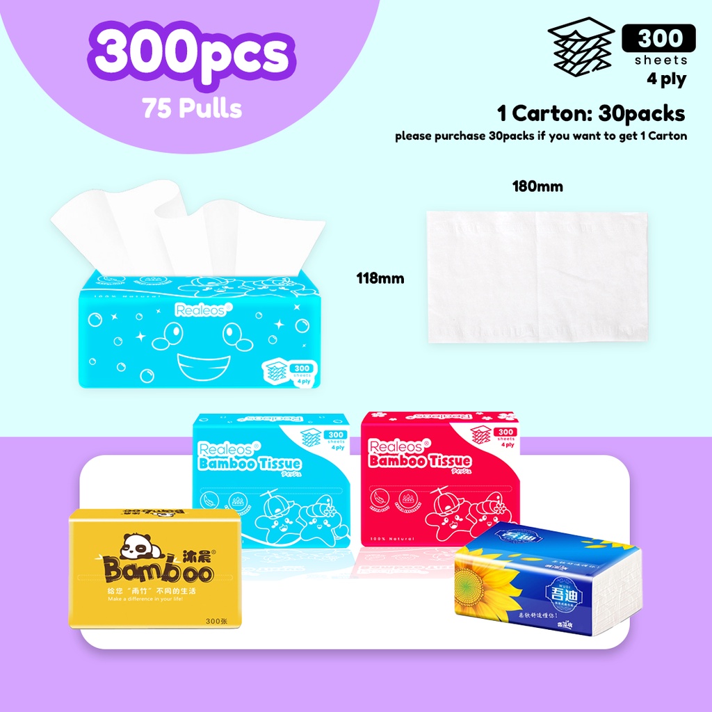 VIRAL Realeos 4ply Bamboo Tissue Paper Virgin Pulp Soft Facial Tisu ...