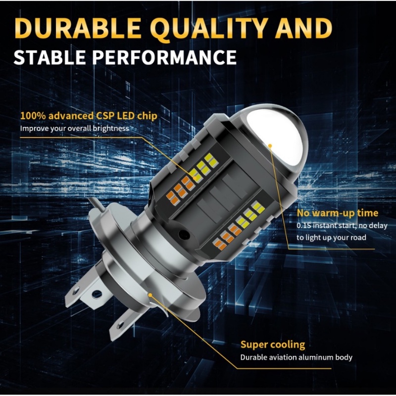 LED Motorcycle Headlight Canbus T19 PX15D Hi/LO Beam H4 H6 73SMD Headlight DC12V-60V 8000LM ...