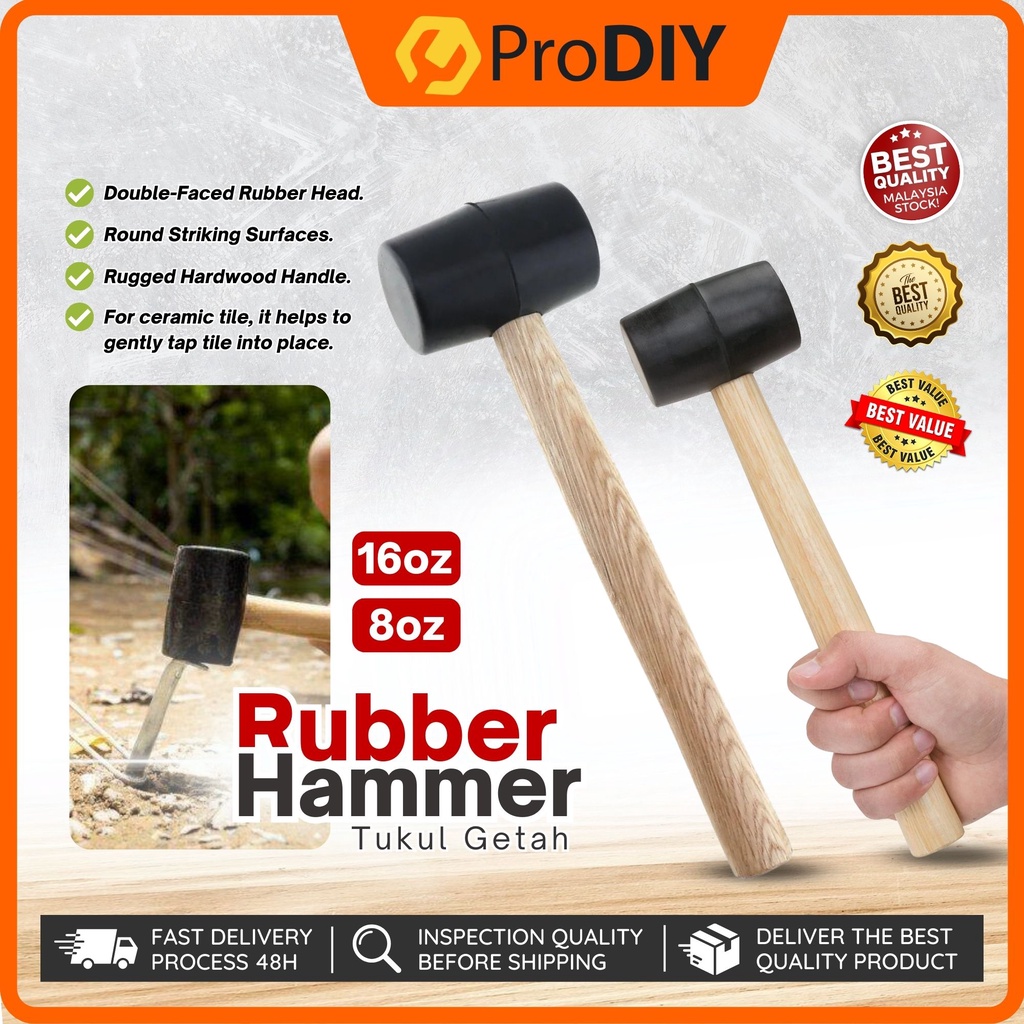 8oz 16oz 24oz 32oz Solid Rubber Hammer DoubleFaced Mallet Hammer for ...
