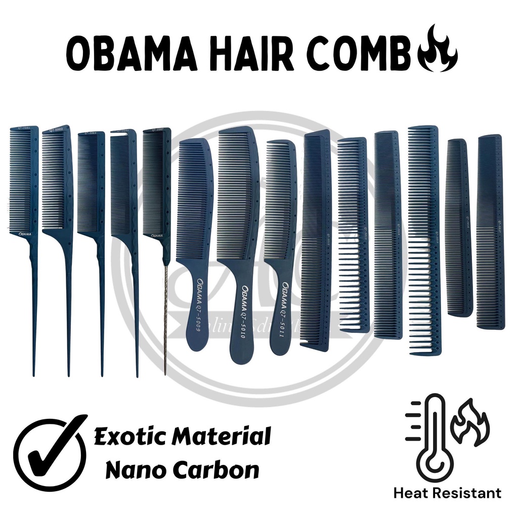 Obama Carbon Antistatic Barber Salon Comb Nano Carbon Heat Resistant ...