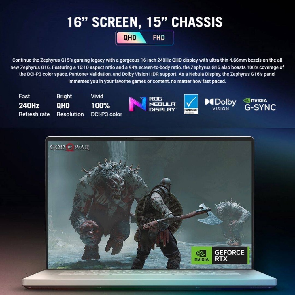ASUS ROG Zephyrus G16 (GU603VU) i7-13620H/16GB/1TB SSD/16" QHD,240Hz ...