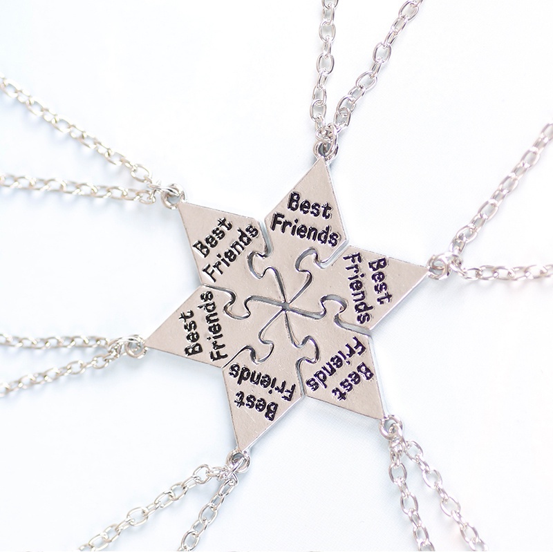 6 Piece Hexagon Letter Bff Choker Necklace Fashion Friendship Jewelry ...