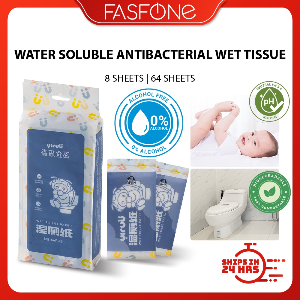 64pcs Non Alcohol Biodegradable Compose Wet Tissue Antibacterial Soft ...