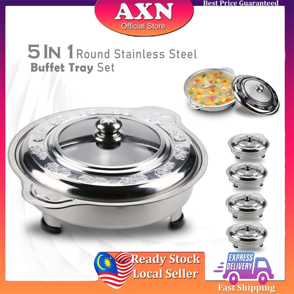 Axn 5 sets 31CM STAINLESS STEEL BUFFET SET BEKAS LAUK CATERING | Shopee ...