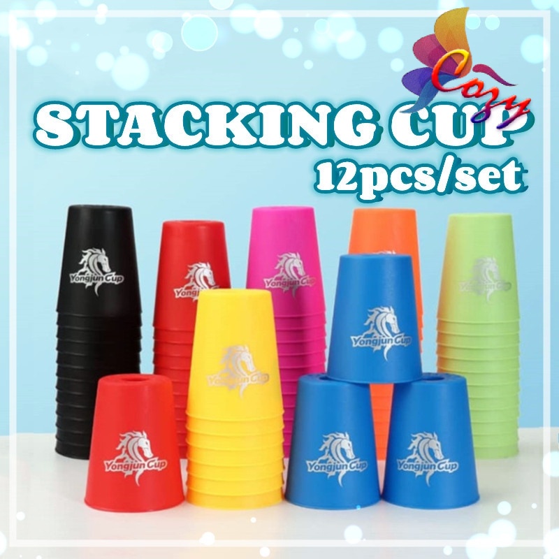 (12pcs/set) Speed Stacking Cup Quick Stacks Cup Professional Flying Cup ...