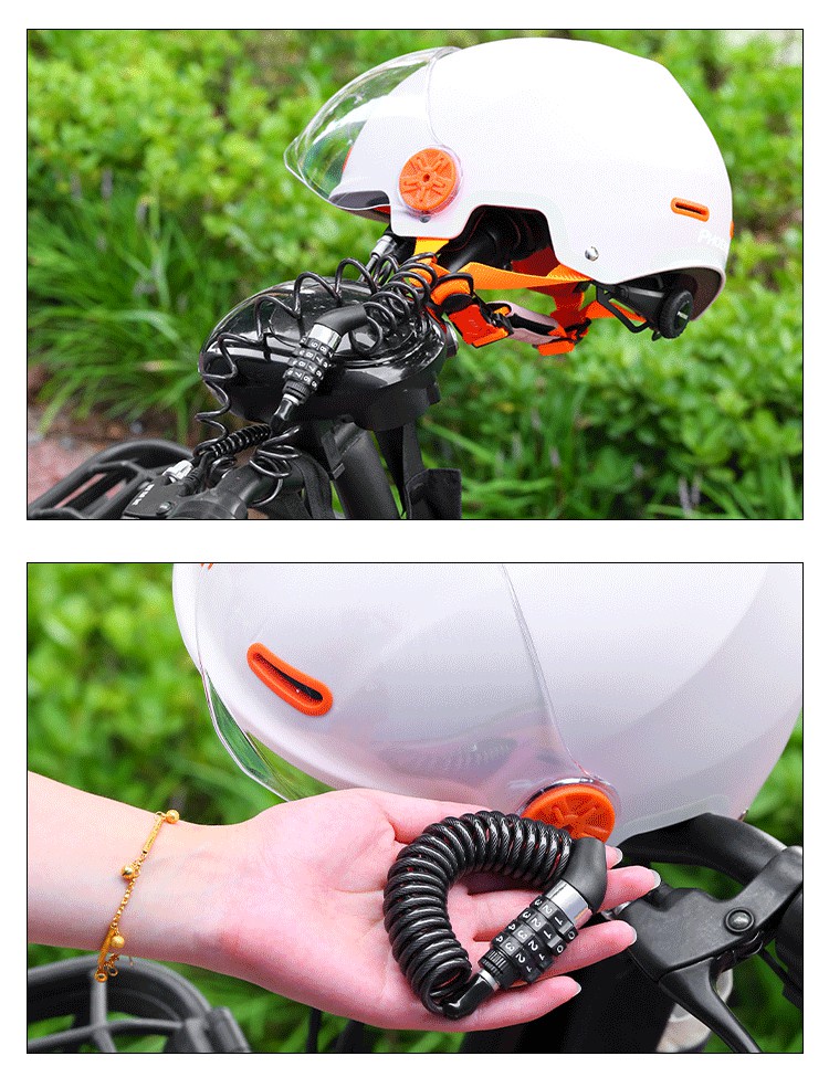 Lock Anti-Theft Bike Lock Helmet Lock Chain Backpack Cycling Password ...