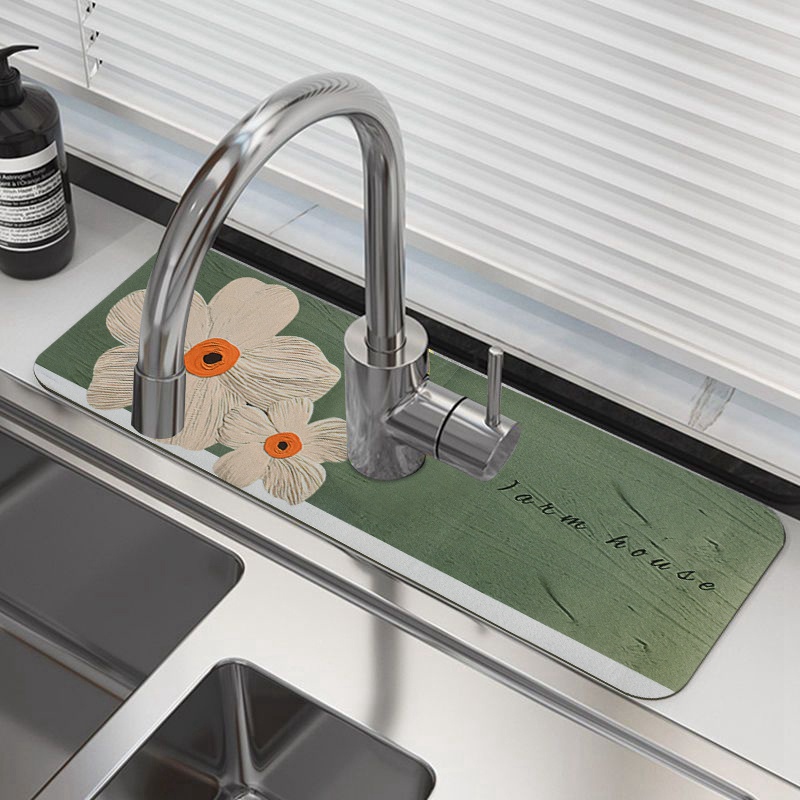 Kitchen Quick Drying Drain Mat Desktop Water Absorbent Splashes Drain ...