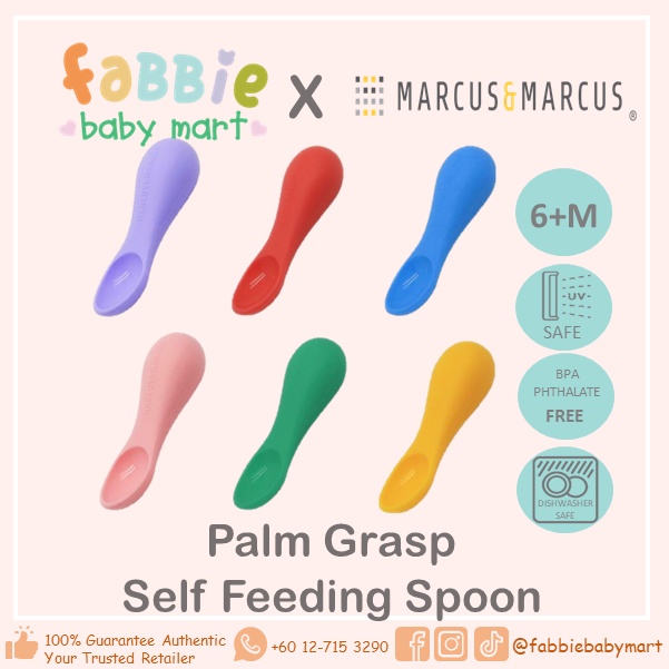 [Fabbie Baby Mart] Marcus & Marcus Palm Grasp Self Feeding Spoon 6M+ - Pokey/Ollie/Marcus/Willo ...